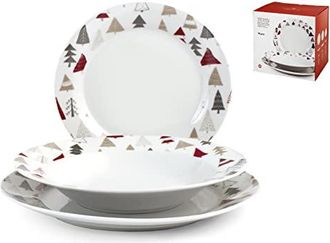 hOme Home 760785, Tafelservice Ala 18-teilig, Winterly, Porzellan