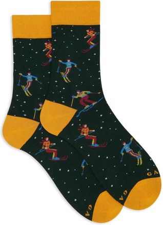 Gallo Gallo, Homme, Sous-v&ecirc;tements, Multicolore, Taille: M Chaussettes Courtes en Coton avec Motif Skieur