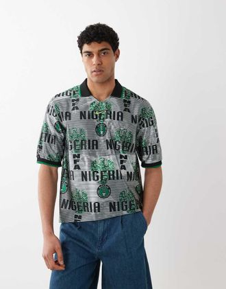 NIKE SPORTWEAR Nike - Coupe du monde 26 - Maillot r&eacute;tro &eacute;pais &agrave; imprim&eacute; Nigeria- Gris