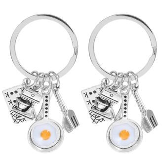 Garneck Amosfun Kreativer Spiegelei Schl&uuml;sselanh&auml;nger - 2 St&uuml;ck Mini Besteck Design Aus Legierung - Perfekt F&uuml;r Taschen, Autoschl&uuml;ssel, Partydekoration Und Al