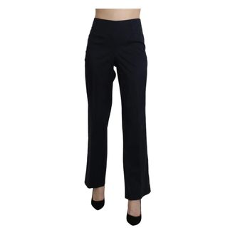 Bencivenga Marineblaue Hose mit hoher Taille aus gerader Baumwolle - - Trousers - Damen - Blau - L