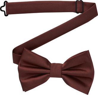 DonDon Fliege Herren handgefertigt Seiden-Look 12 x 6 cm Fliege Aubergine