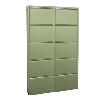 ebuy24 Pisa mit 10 Klappen/T&uuml;ren in Metall gr&uuml;n (100x173x16 cm) - Schuhschrank - Klappbar/faltbar - modern - f&uuml;r Flur & Eingangsbereich - ideal f&uuml;r schmale F
