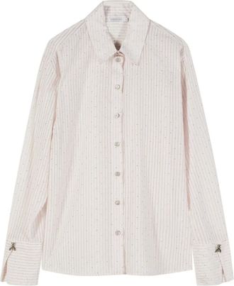 Patrizia Pepe Femme, Blouses et Chemises, Beige, Taille: 44 FR Chemise en popeline avec strass