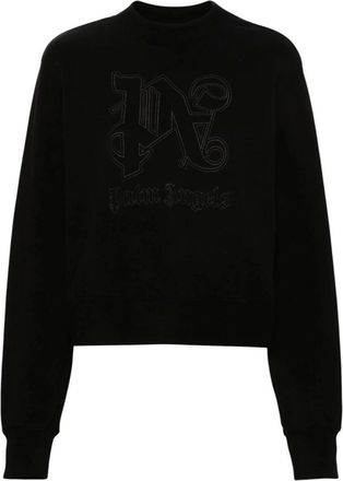 Palm Angels Femme, Sweatshirts et sweats &agrave; capuche, Noir, Taille: 40 FR Monogram Statement SweaT-shirt