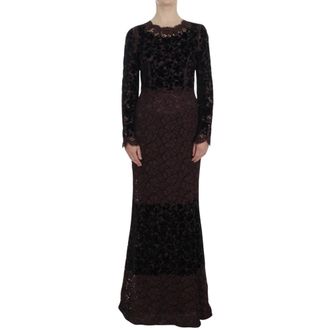 Dolce & Gabbana Floral Lace Ricamo Maxi Kleid - - Dresses - Damen - Schwarzk - S