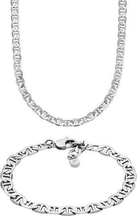 Fossil Collier pour Homme Heritage en Acier Inoxydable Argenté et Bracelet, Set