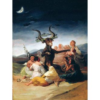Wee Blue Coo Painting Fantasy Landscape Goya Witches Sabbath Art Print Poster Wall Decor Kunstdruck Poster Wand-Dekor-12X16 Zoll