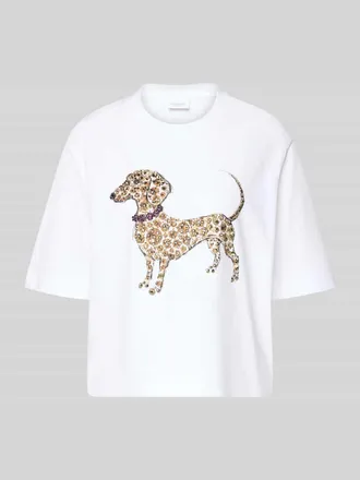 Rich & Royal T-Shirt mit Motiv-Print und Ziersteinbesatz