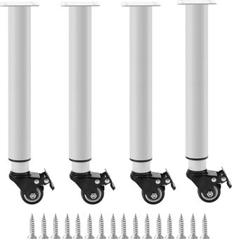 Generic Set Mit 4 Verstellbaren M&ouml;belf&uuml;&szlig;en Aus Metall Mit Rollen Schrauben, F&uuml;r Schr&auml;nke/Sofas/Betten/Kommoden/Couches, Robuste DIY-Ersatzf&uuml;&szlig;e Couchtische(Wei