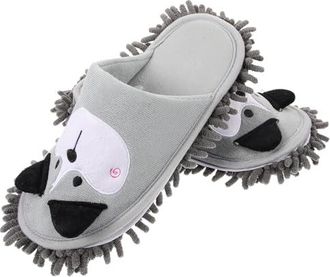 BESPORTBLE LRXIYODE Pantoufles de Nettoyage pour Sol en Chenille &Eacute;paisse Taille Moyenne Gris Chien Cartoon Semelle Amovible Lavable Pantoufles Lavables au Sol po
