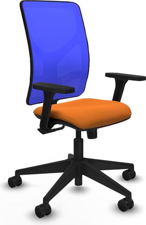 Piqueras y Crespo B&uuml;rostuhl mit 3D-Armen, h&ouml;henverstellbare Lendenwirbelst&uuml;tze, ausgestattet mit 3-fach verstellbarer Lendenwirbelst&uuml;tze, Blau/Orange