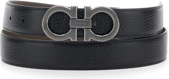 Ferragamo Homme, Accessoires, Noir, Taille: 95 CM Gancini Hammered Belt
