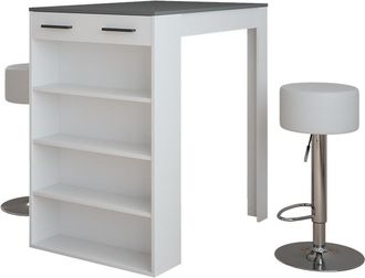 Vicco Bartisch-Set Repose, Wei&szlig;/Anthrazit, 67 x 100 cm mit 2 Barhockern