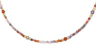 Singularu Collier Crystal Summer. Acier avec finition plaqué or 18 kt. Chaîne avec motif cristaux colorés. Longueur 35 cm + 5 cm. Bijoux pour femme