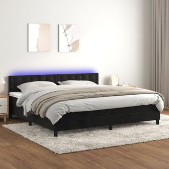 Festnight Boxspringbett 200x200 mit matratze und Led Bett 200x200 mit matratze und lattenrost Polsterbet 200x200 Bett mit LED Beleuchtung & kopfteil -Schwarz-20