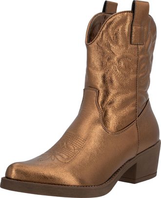 Elara Damen Stiefeletten Cowboy Boots Chunkyrayan DES952P Rosegold PU 38