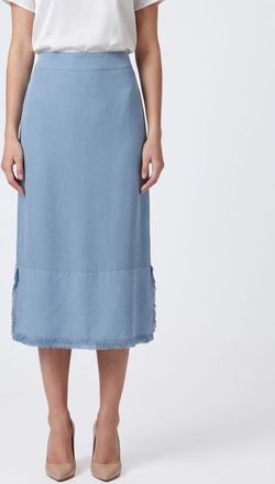 Bottega Veneta Midi-Bleistiftrock von aus Seidenmischung mit Fransensaum