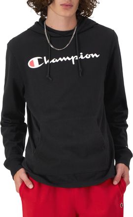 Champion Herren, Mittelschwerer, Weicher und Bequemer T-Shirt-Hoodie Jacke, Schwarze Schrift, Medium