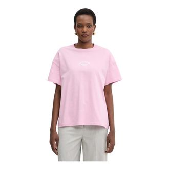 Patrizia Pepe T-Shirt mit Logo-Print und &uuml;berschnittenen Schultern - - Tops - Damen - Rosa - M