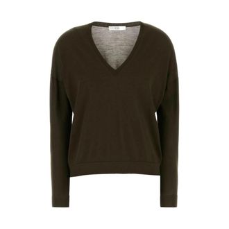Co Kaschmir V-Ausschnitt Pullover in Olivgr&uuml;n - - Knitwear - Damen - Gr&uuml;n - XS