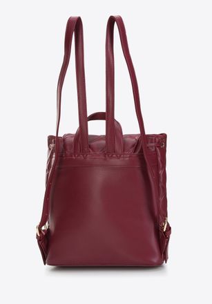 Wittchen Damen-Rucksack aus geometrisch gestepptem &Ouml;ko-Leder, Kirsche