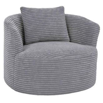 Hhg [NEUWERTIG] Sessel HHG-663, Loungesessel Relaxsessel Polstersessel Cocktailsessel, Stoff/Textil Cord (370g/m&sup2;) hellgrau