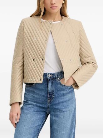 BOSS veste en cuir à matelassage diagonal - Tons neutres
