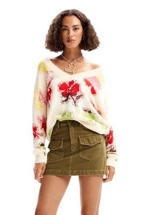 Desigual Jers_Join Sweater, Blanc, Taille L Femme