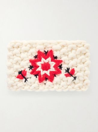 Moncler Haarband Aus Einer Wollmischung Mit Stickerei - Creme