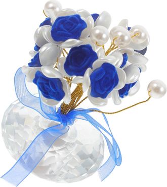 Cabilock Romantische Auto Armaturenbrett Dekoration Kristallperlen mit Blaue Rosen und Babysbreath Langlebige Konservierte Dashboard Deko Stilvolles Armaturenb