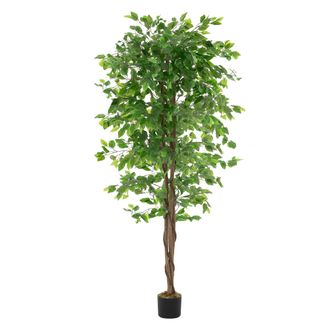 ML Design ML-Design Kunstpflanze Ficus 180 cm, K&uuml;nstliche Pflanzen gro&szlig; wie echt, Fake Zimmerpflanze mit Naturholzstamm im Topf, Deko Plastikpflanzen Innen/Au&szlig;e
