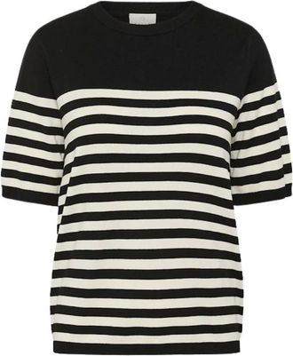 Kaffe Femme, Pulls, Noir, Taille: 38 FR Ray&eacute; Tricot Noir/Turtledove Demi Rayure