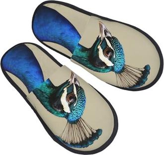 Generic Chaussons Paon Imprimé Légers Pantoufles Lavables Slippers Pour Automne Unisex DIntérieur L