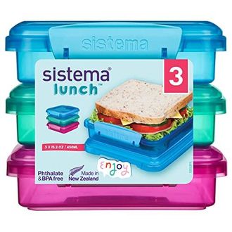 Sistema Lunch boîtes à sandwich - Récipients pour la conservation des aliments de 450 ml - Assortiment de couleurs - Lot de 3