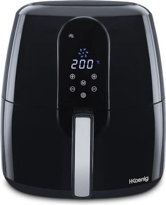 H.Koenig Air Fryer FRY820 Fritteuse ohne Öl, Fassungsvermögen 5,5 l, 7 Kochprogramme, Temperatur einstellbar von 80 °C bis 200 °C, Touchscreen, herausnehmbarer