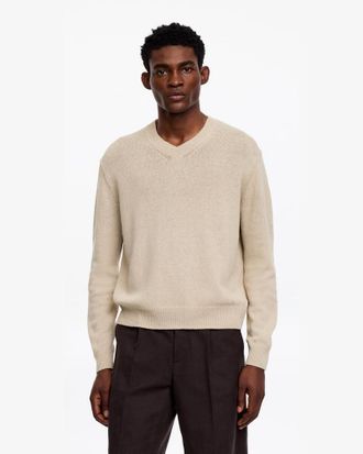 Arket Pullover Aus Leinen Und Baumwolle Mit V-Ausschnitt -Beige
