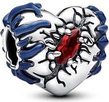 Pandora Stranger Things 793565C01 Breloque en forme de coeur phosphorescente en argent sterling avec cristal artificiel compatible avec bracelets Moments, Rot