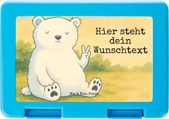 Mr. & Mrs. Panda Personalisierte Brotdose Eisb&auml;r Faul Design - Geschenk, Homeoffice, Nordpol, Mit Namen, Brotb&uuml;chse, B&uuml;ro, Personalisiert, Aufbewahrungsbox, Vesperdose