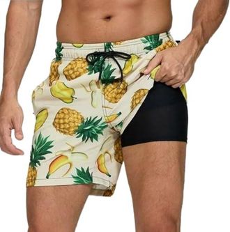 Generic HUIWDP Short de bain d&eacute;t&eacute; tendance en polyester pour homme S&eacute;chage rapide Taille &eacute;lastique Pantalon de plage Traje De Ba&ntilde;o, R10, XXL
