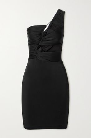 Et Ochs Mila Asymmetrisches Minikleid Aus Gl&auml;nzendem Stretch-jersey Mit Cut-outs - Schwarz