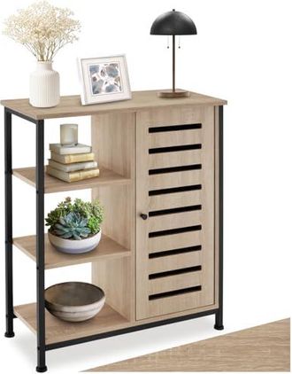 TecTake Buffet 71 x 32 x 82 cm, Rangement Cuisine, 3 Compartiments Ouverts et 3 ferm&eacute;s, Meuble de Cuisine, Vaisselier, Bahut, Buffet Salle a Manger, Meuble de