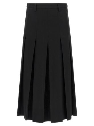 Maison Margiela Pleated Wool-Blend Skirt - Black