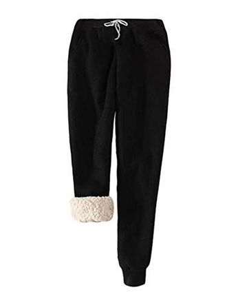 ORANDESIGNE Pantalon 2019 Nouveau Hiver Fashion Pantalon Femme Polaire Chaud, Suède Cofortable Mode Pants de Nuit Pyjamas Noel Confortable Casual Noir XL