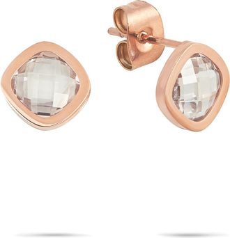 Tamaris Ohrring - Ohrstecker aus Edelstahl mit funkelndem Zirkoniastein - IP Ros&eacute;gold - 0,8 cm - wasserfest & hautfreundlich