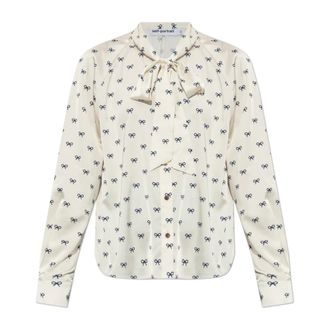 Self Portrait Femme, Blouses et Chemises, Beige, Taille: 38 FR Chemise avec d&eacute;coratif au col