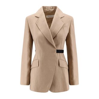 Max Mara Femme, Vestes, Brun, Taille: 36 FR Mxsfionda Linen Blazer
