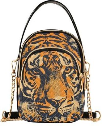 Mnsruu Sac à bandoulière pour femme, motif tête de tigre, animal de la forêt, sac à main, petit sac à bandoulière avec sangle réglable