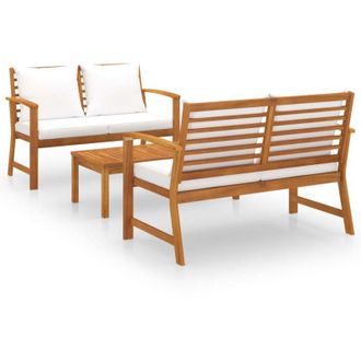 vidaXL Vidaxl - Salon de jardin 3 pcs avec coussin Bois dacacia solide