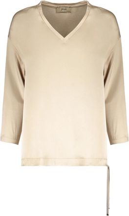 Herno Femme, Blouses et Chemises, Beige, Taille: 38 FR Blouse &agrave; Manches Longues Col V